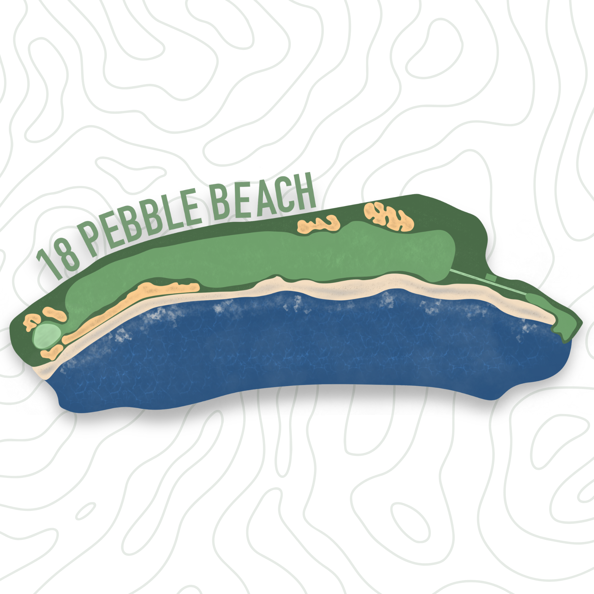 Pebble Beach Hole 18 Sticker | Golf Vinyl Decal – Free Shipping