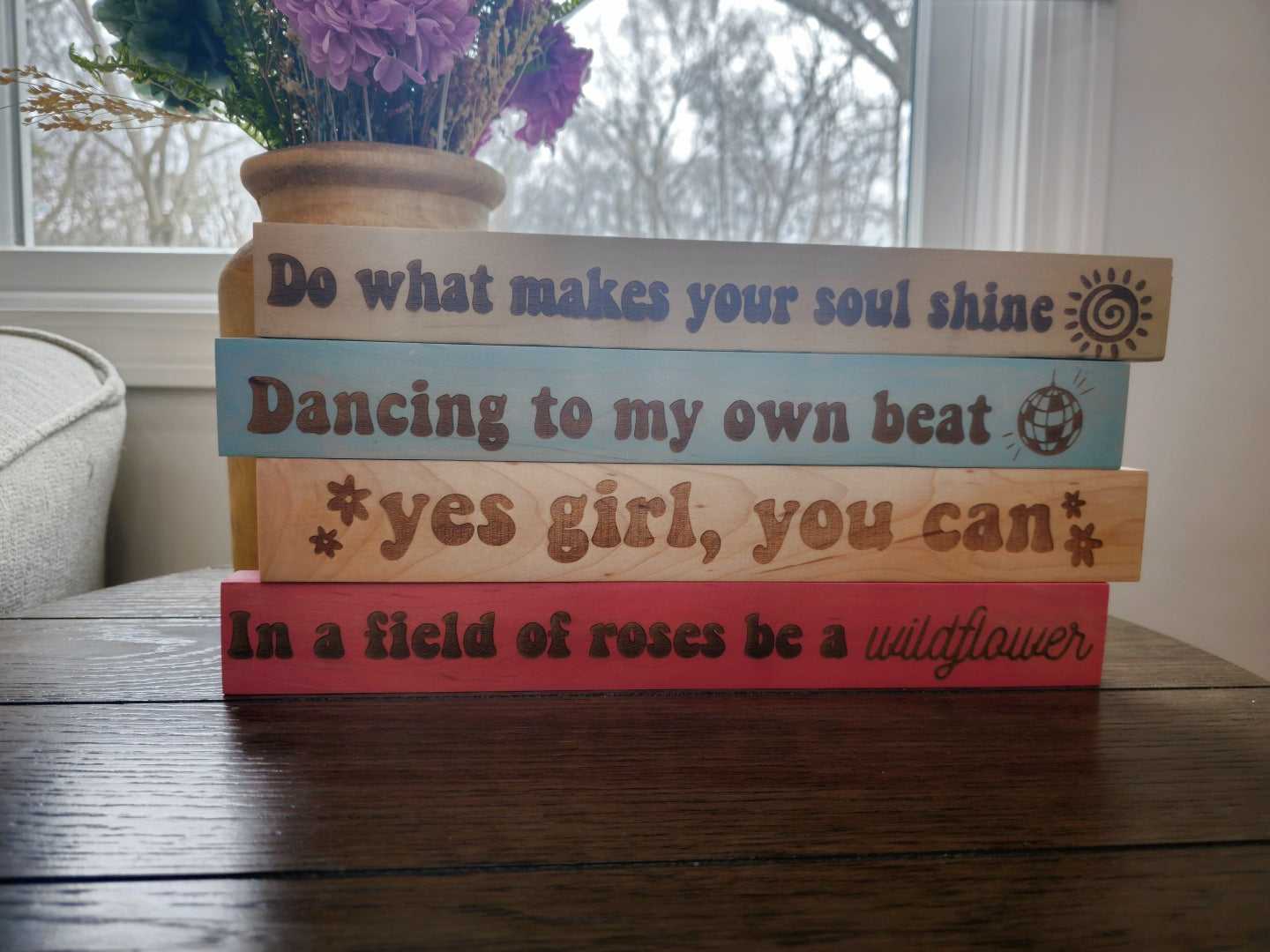 Boho Inspirational Table Shelf Engraved Sign - New Boho Deco