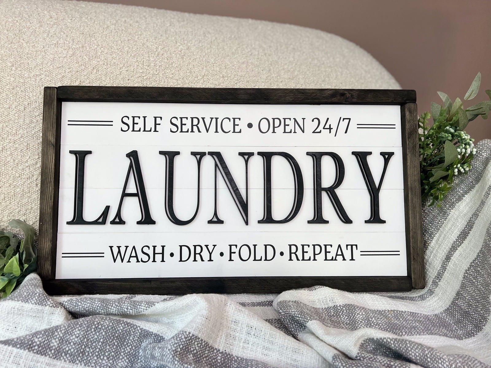 Laundry Room Personalized Sign - Handmade Laser Cut Wood Sign